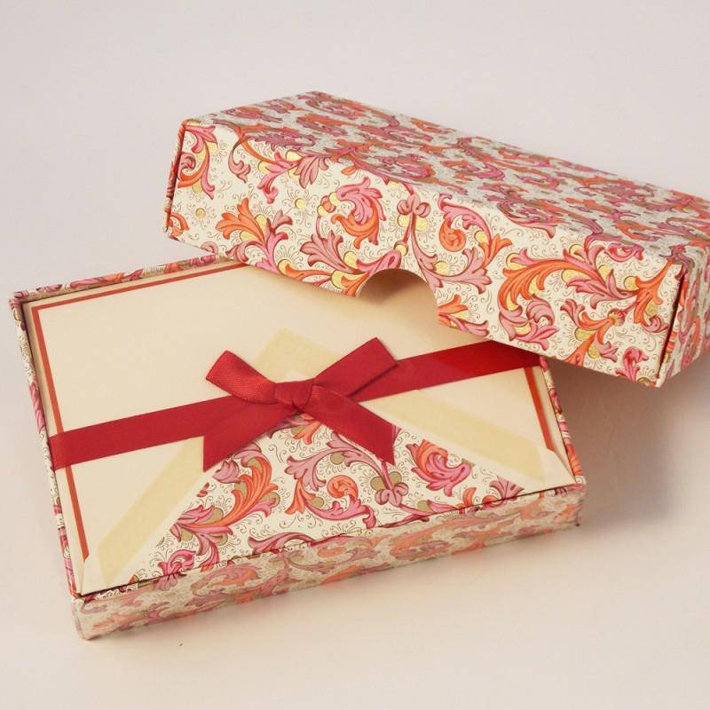 Red Florentine Note Cards Rossi 1931 Florentine | LetterSeals.com